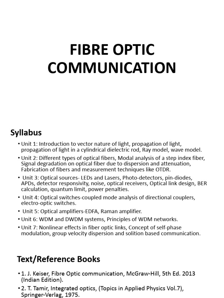 Fibre Optic Communication_unit-1.Pptx | PDF | Optical Fiber | Waves