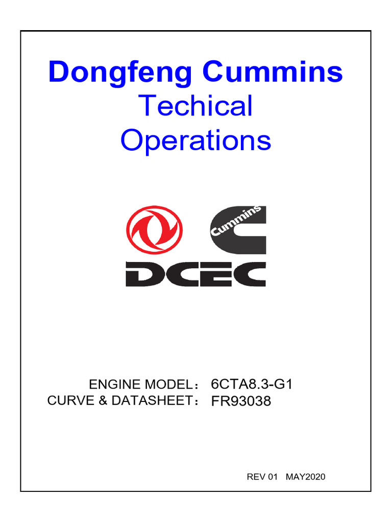 Cummins 6CTA8.3-G1 Diesel Engine Datasheet | PDF | Engines | Horsepower