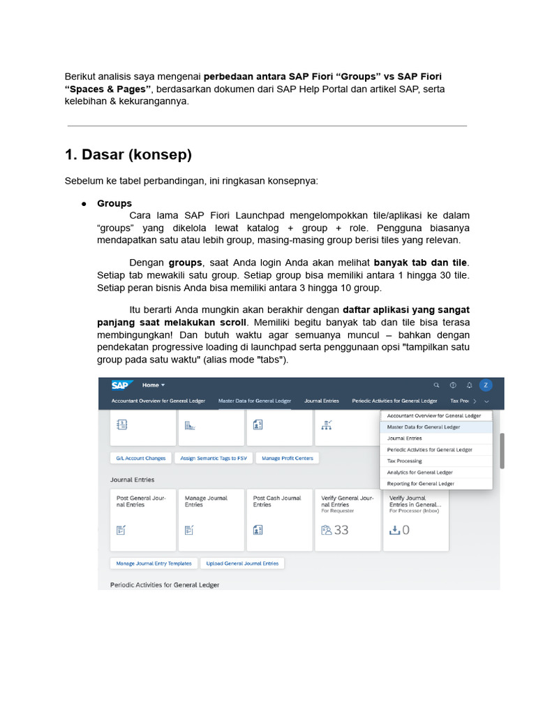 Sap Fiori, Groups Vs Space and Page | PDF