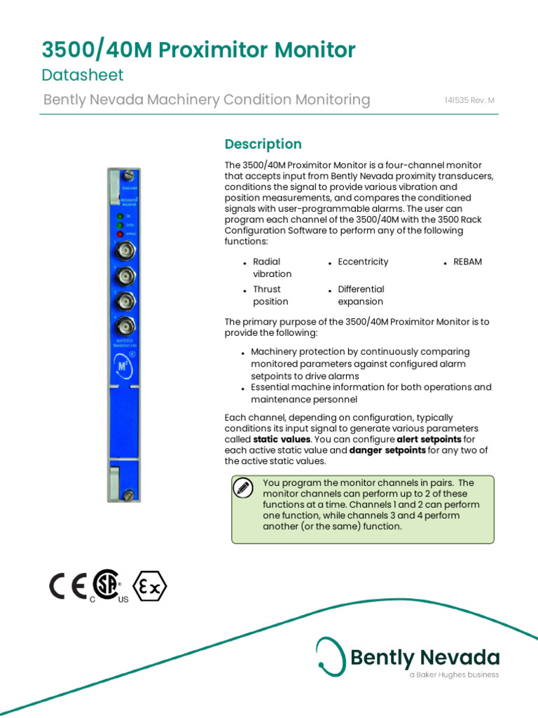 3500/40M Proximitor Monitor Overview | PDF