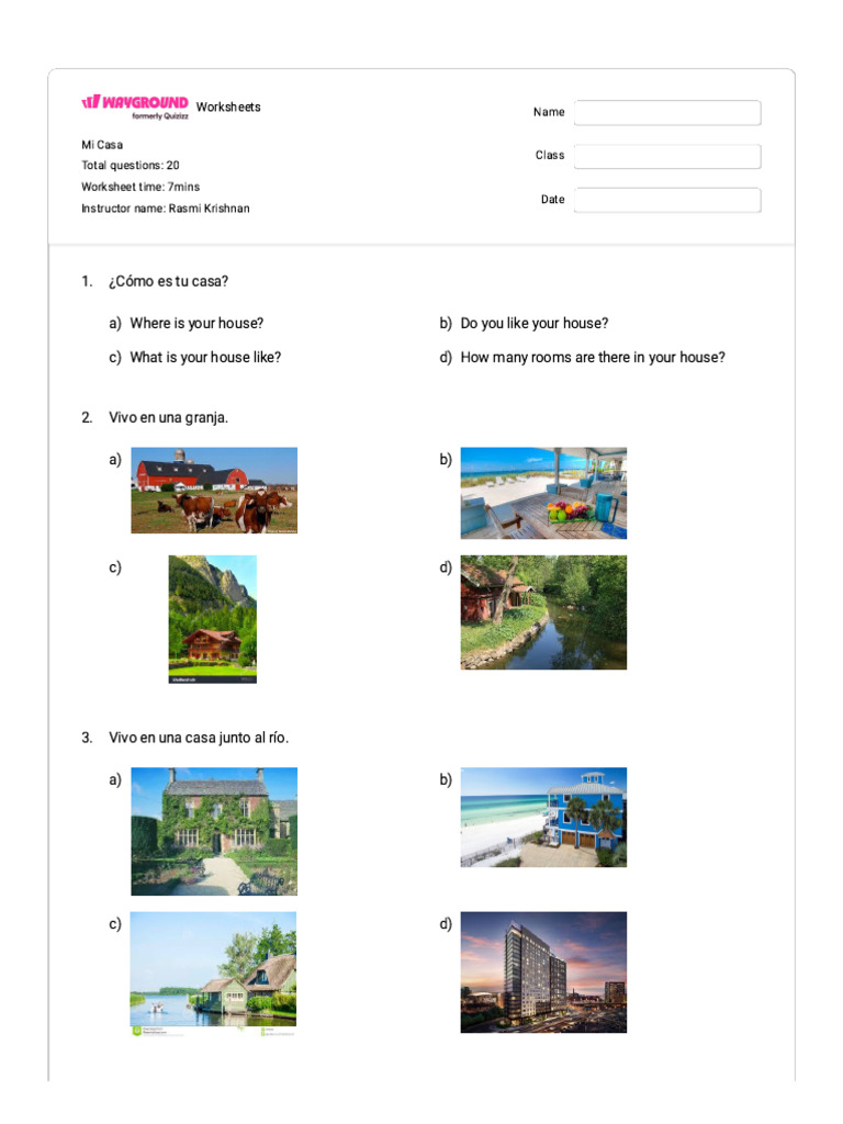 Mi Casa Worksheet for Spanish Class | PDF