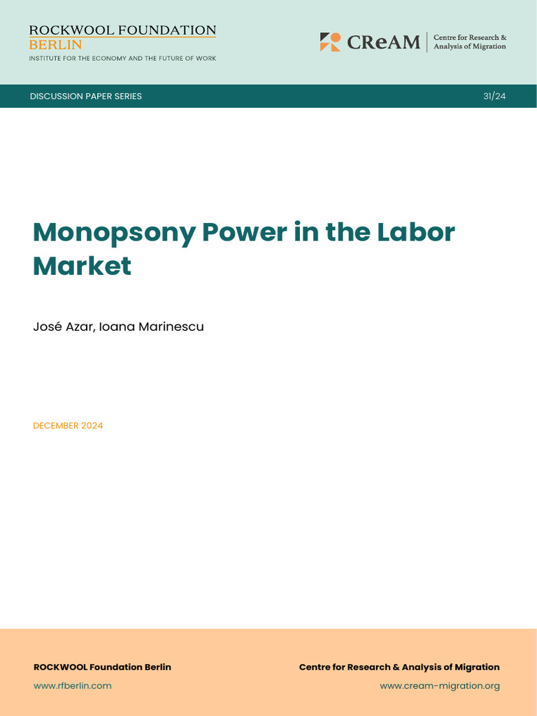 Monopsony Power in The Labor Market: José Azar, Ioana Marinescu | PDF ...