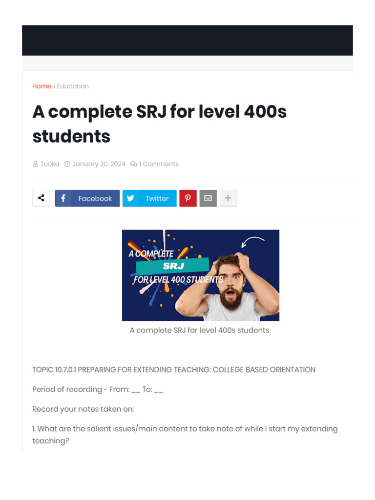 Complete SRJ Guide for Level 400 Students | PDF | Educational ...