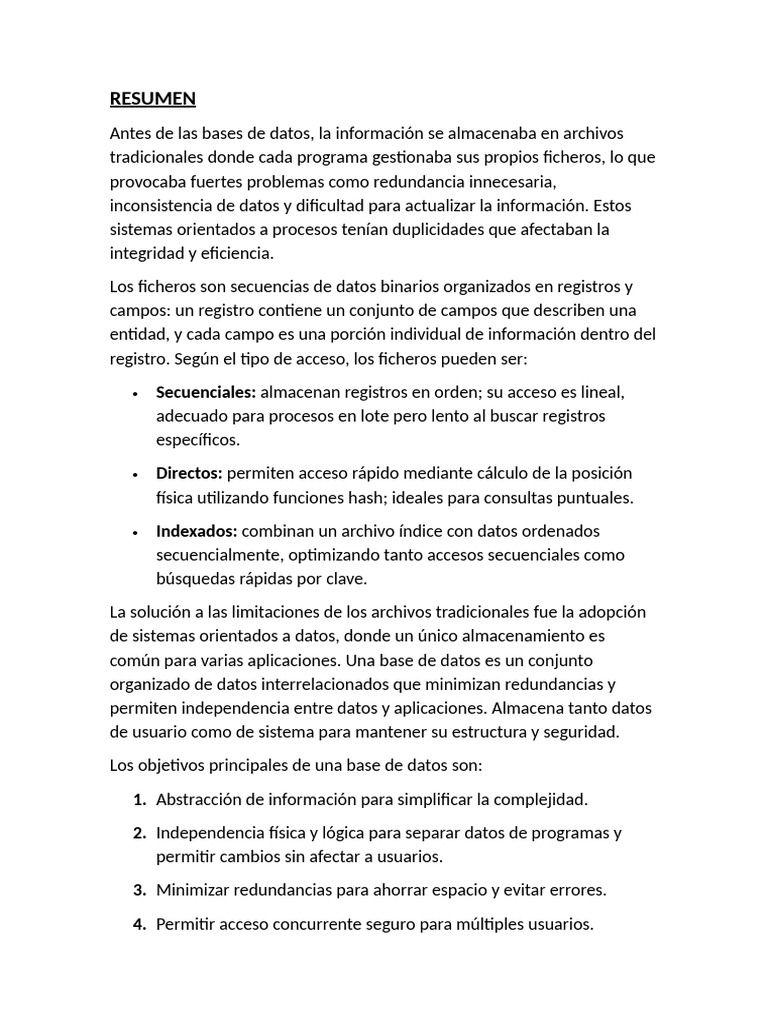 T1 - Introducción A Las Bases de Datos | PDF | Bases de datos | Archivo de computadora