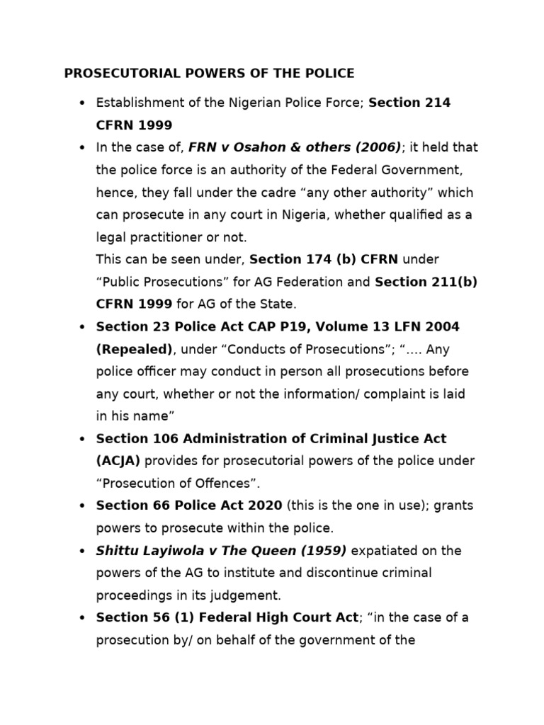 Prosecutorial Powers of The Police | PDF | Prosecutor | Practice Of Law