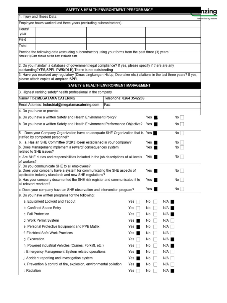 SPV Contractor Prequalification Questionnaire | PDF | Safety ...