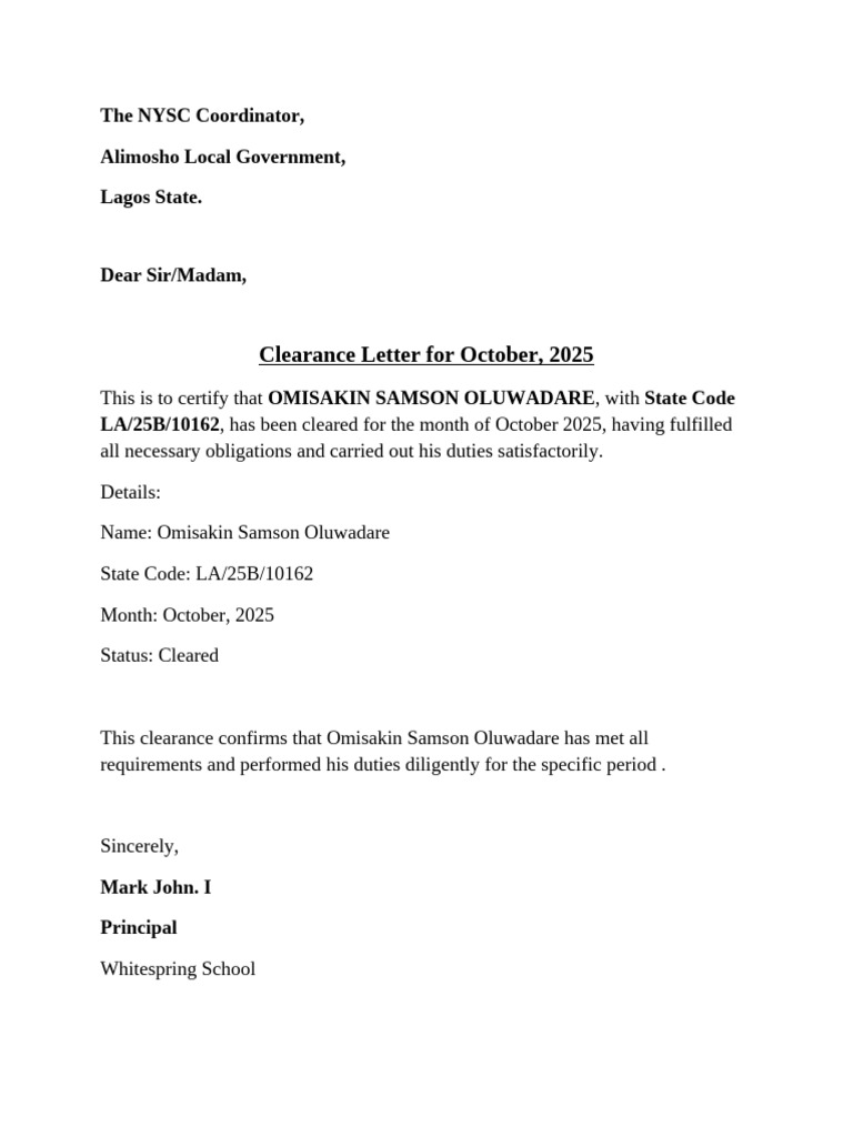 Clearance Letter | PDF