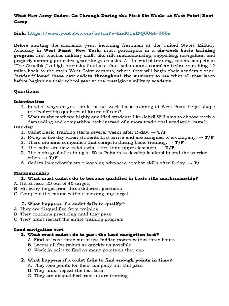 West Point Cadet Training Overview | PDF | United States Military Academy