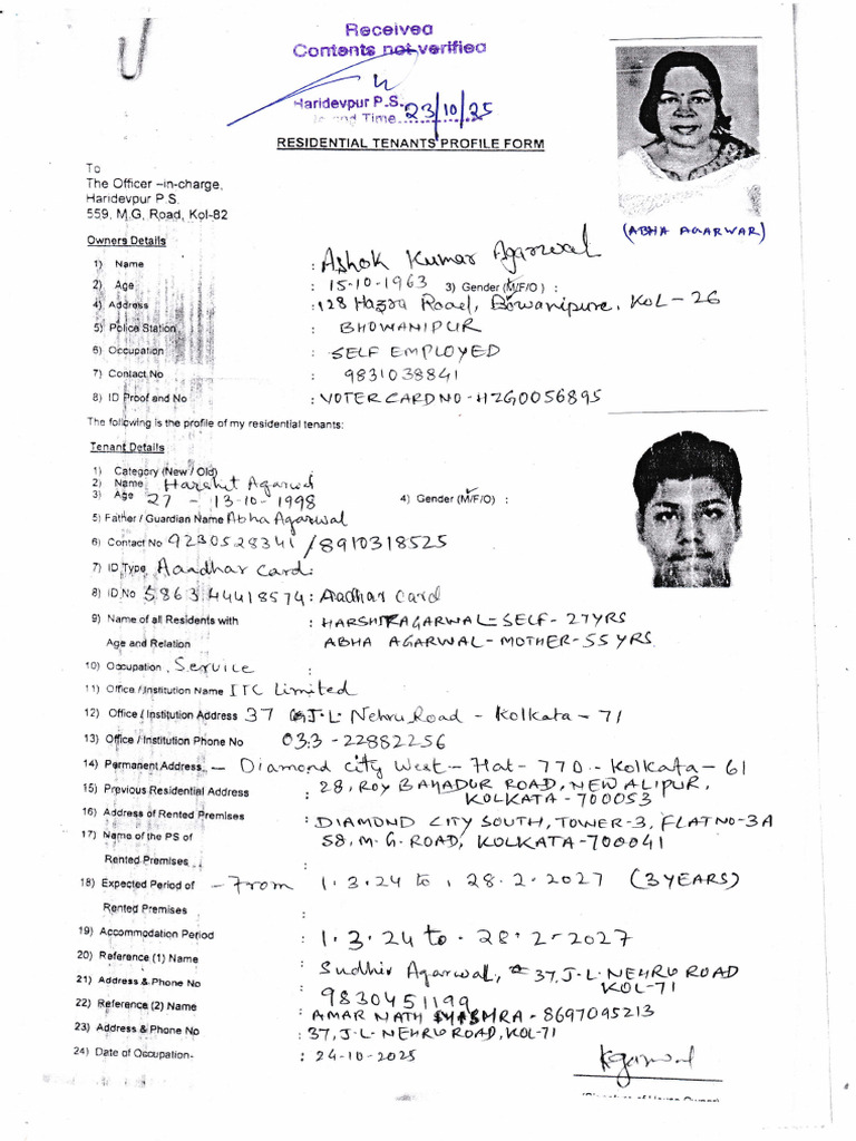 Tenants' Profile Form | PDF
