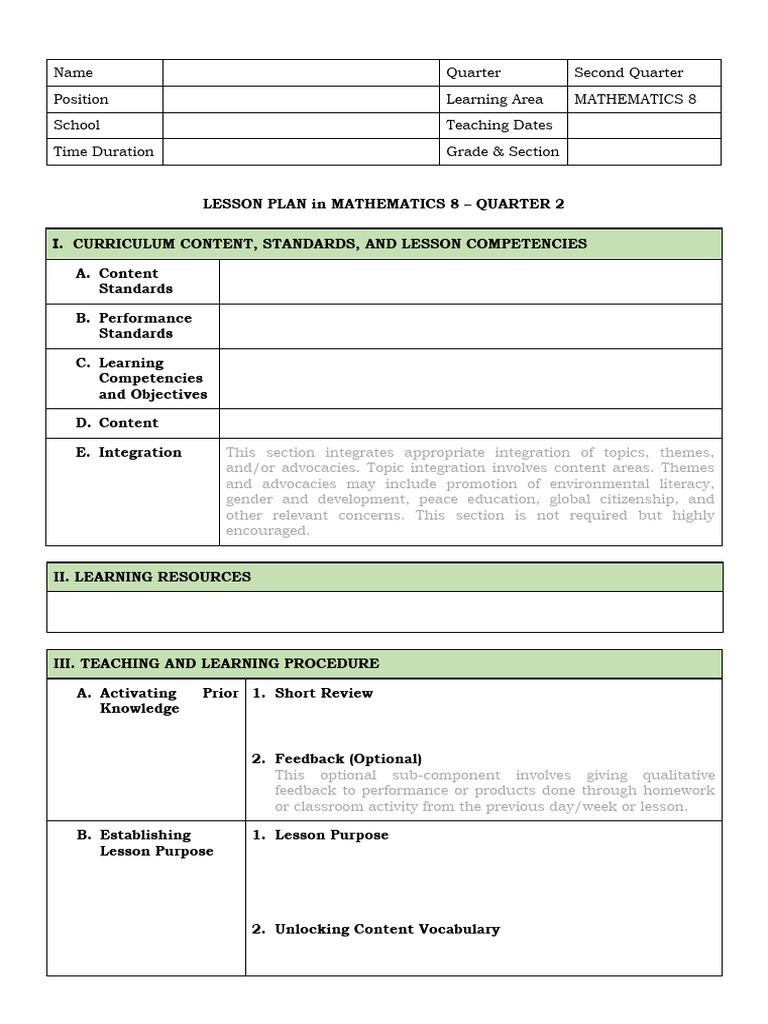 Matatag Lesson Plan Template | PDF | Lesson Plan | Learning
