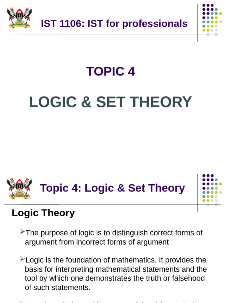 Math Topic 4 - IsT 1106 - CPT4 Logic & Set Theory - BIST Yr1 Sem1 | PDF ...