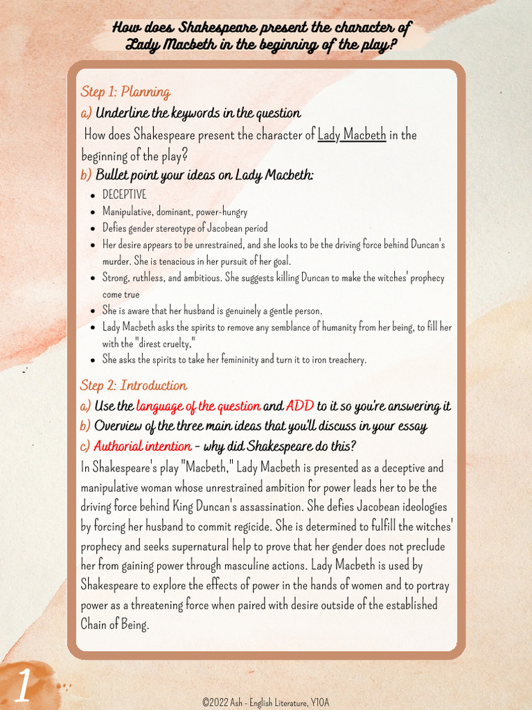 Lady Macbeth Essay | PDF | Macbeth | William Shakespeare