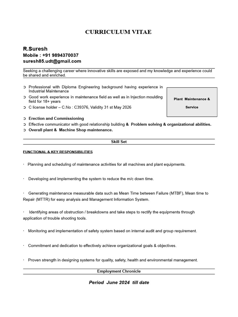 RESUME_Suresh.doc - Google Docs | PDF | Mechanical Engineering
