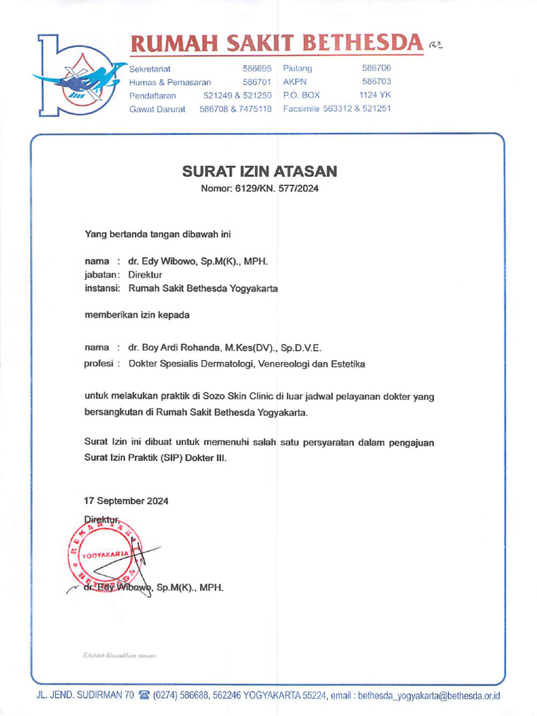 2024 - KN 577 6129 - Surat Ijin Atasan (Dr. Boy Ardi Rohanda, M.kes (DV ...