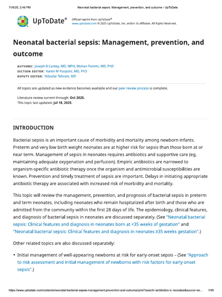 Neonatal Bacterial Sepsis | PDF