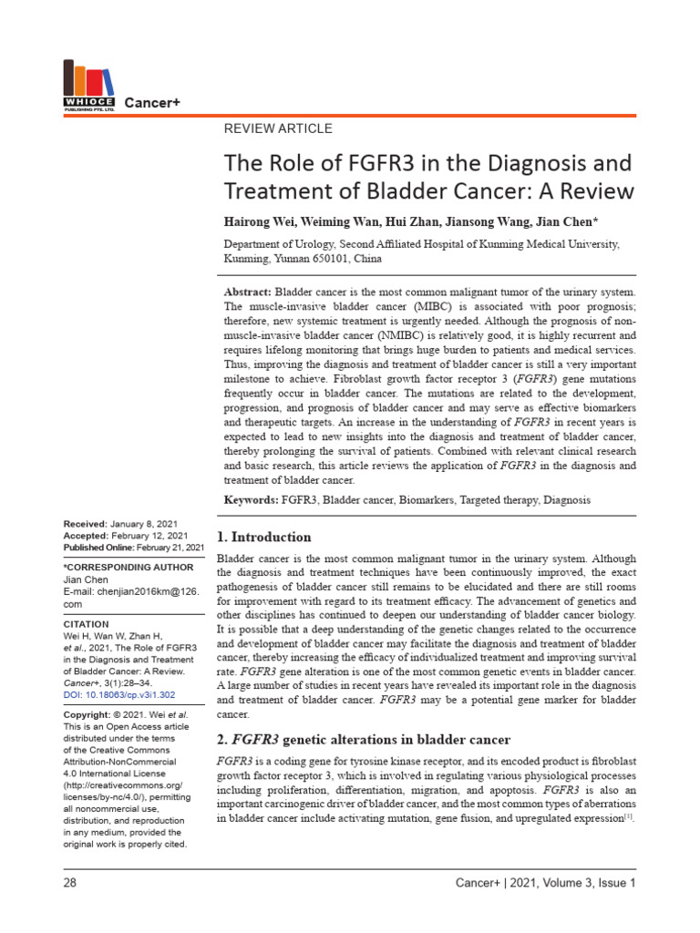 FGFR3's Impact on Bladder Cancer Diagnosis | PDF | Cancer | Carcinogenesis