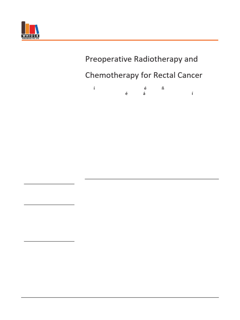 Preoperative Radiotherapy and Chemotherapy For Rectal Cancer | PDF ...