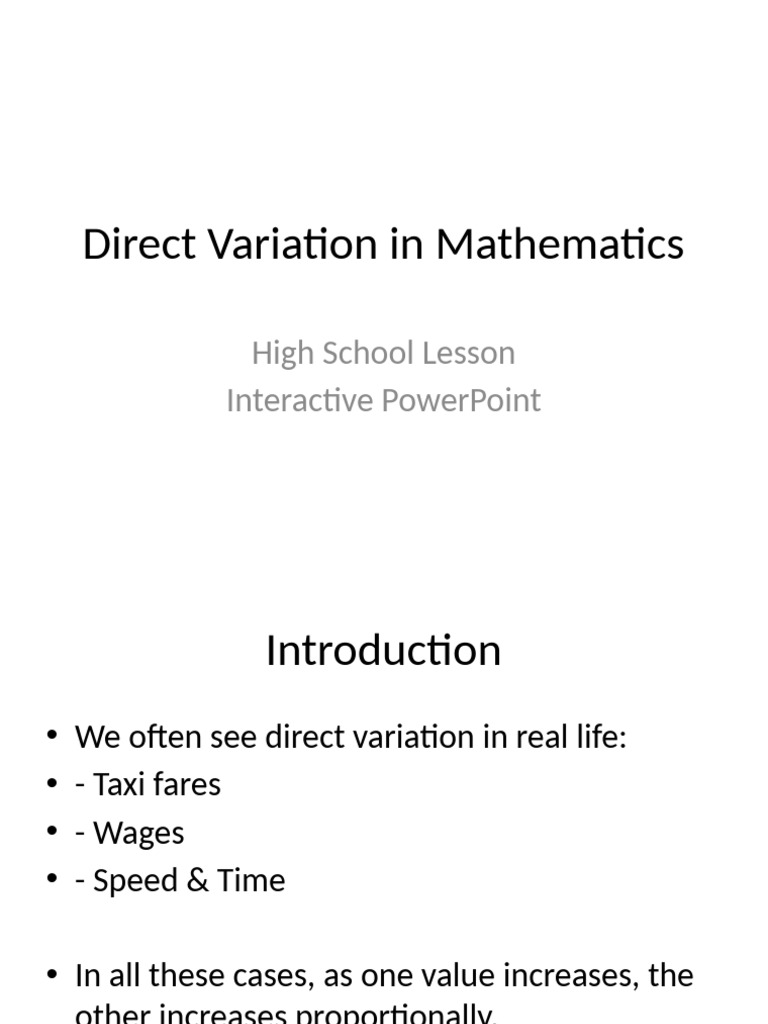 Understanding Direct Variation in Math | PDF