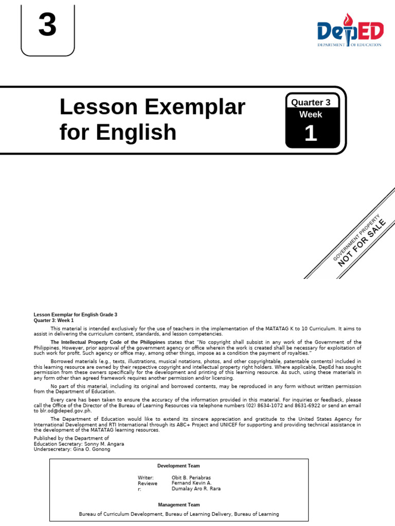 LE_ English 3_Quarter 3_Week 1_ v2 | PDF | Word | Narrative