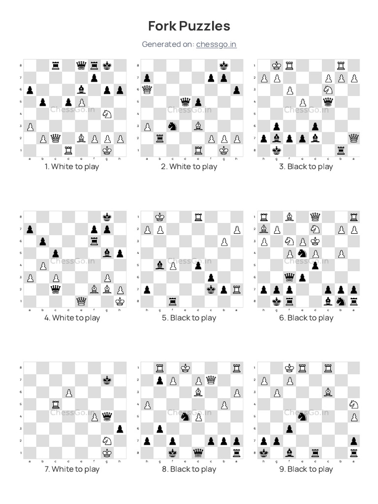 Fork Chess Puzzles - Easier Difficulty - ChessGo - in | PDF | Chess ...