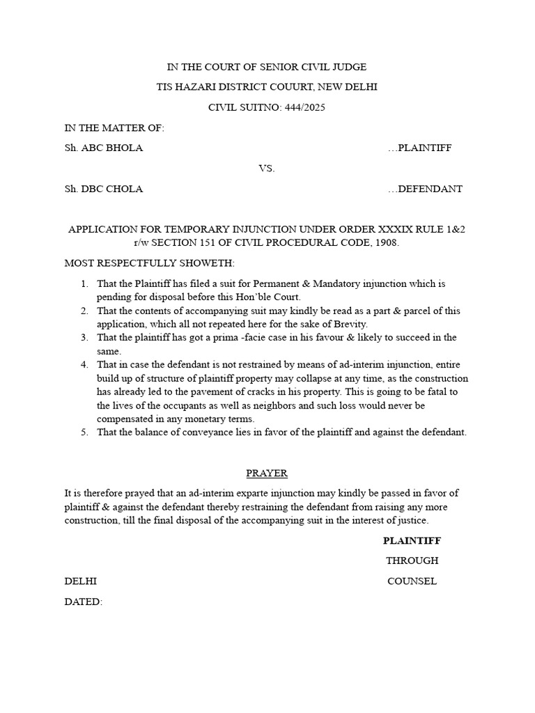 Temporary Injunction Application 444/2025 | PDF | Affidavit | Injunction