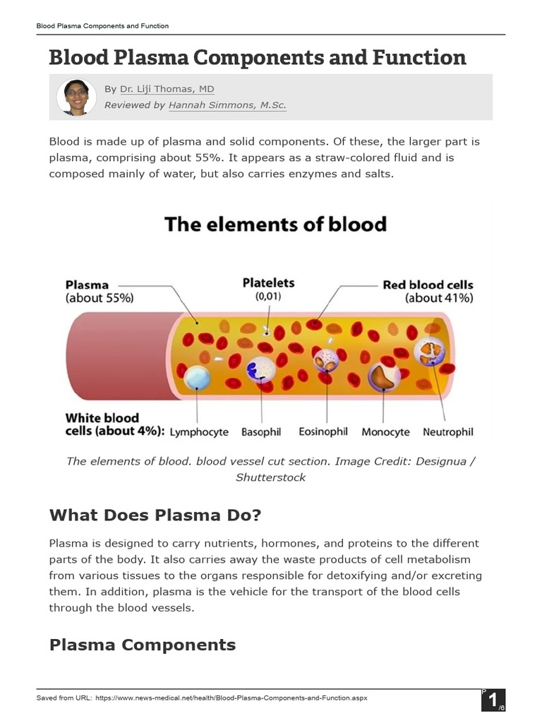 12. Blood Plasma components and functions | PDF | Blood Plasma | Coagulation