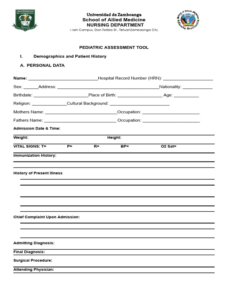 Pediatric Assessment Tool | PDF | Human Nose | Pain