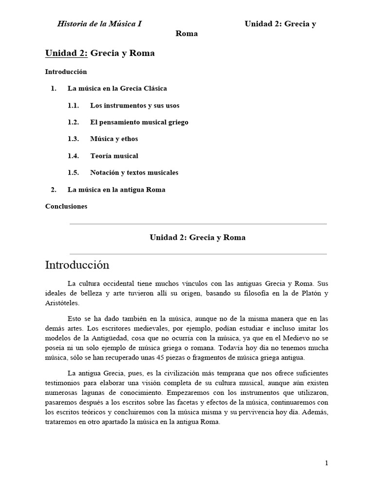 Unidad 02. Grecia y Roma | PDF | Intervalo (música) | Musicología