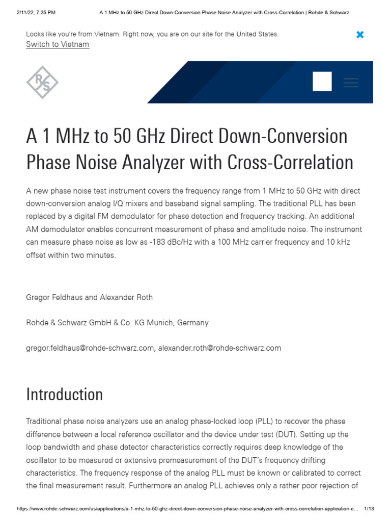 A 1 MHZ To 50 GHZ Direct Down-Conversion Phase Noise Analyzer With ...