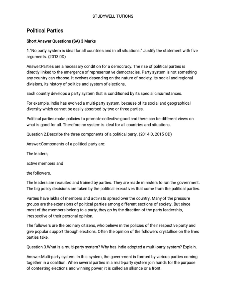 Political Parti-WPS Office | PDF | Political Parties | Elections