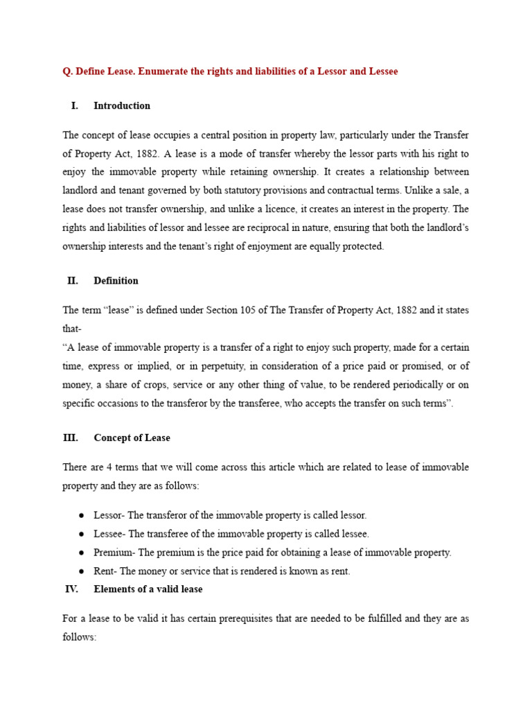 Lease Rights and Liabilities Explained | PDF | Lease | Leasehold Estate