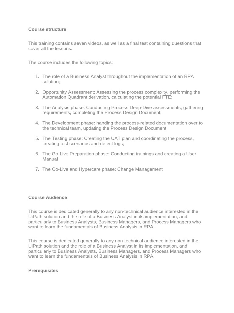 RPA BA | PDF | Business Analysis