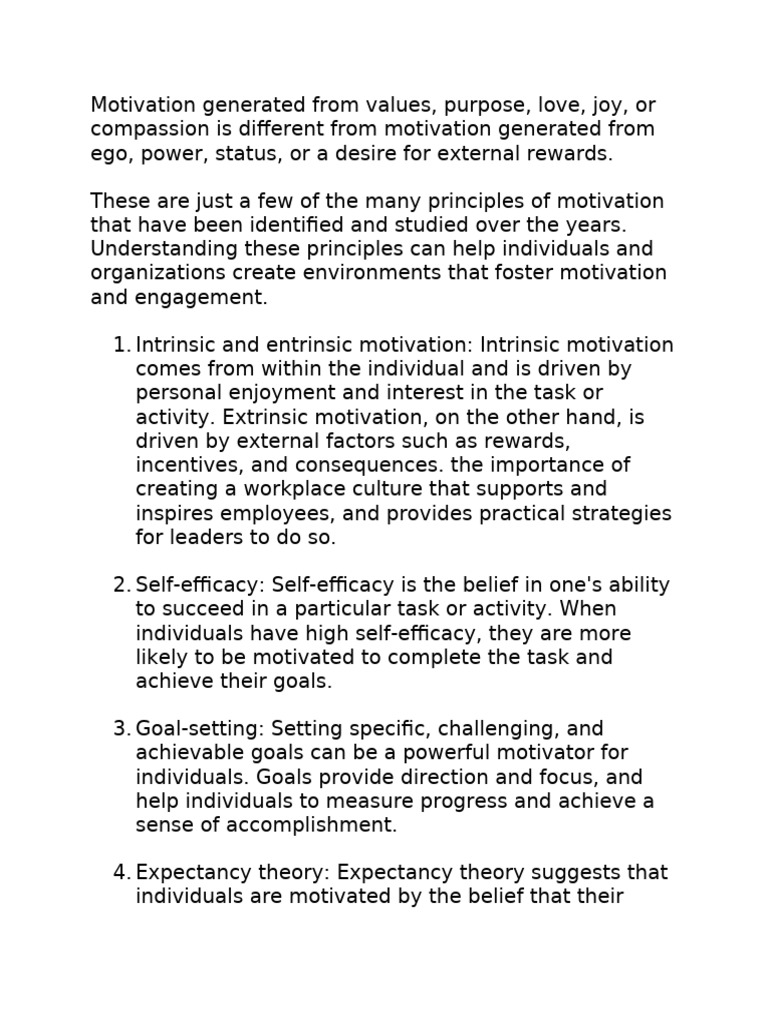 Motivation Generated From Values | PDF