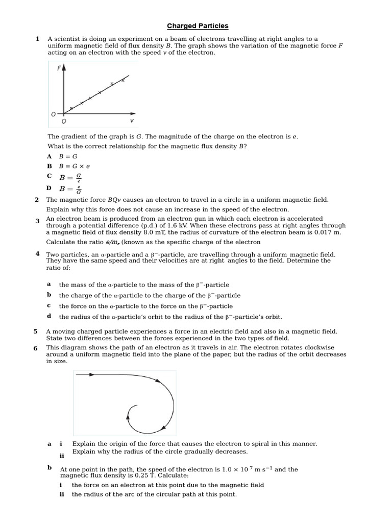 Charged Particles (ESQ) | PDF | Electron | Magnetic Field