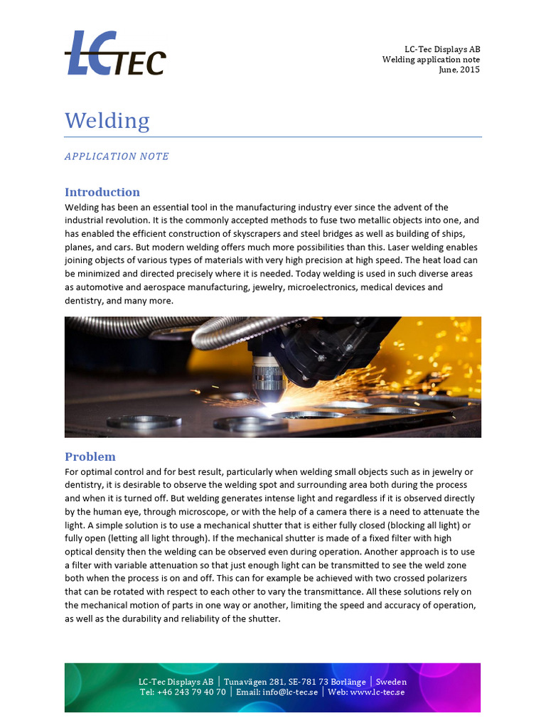 Welding Application Note 1506 | PDF | Welding | Construction