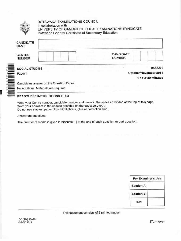 Social Studies Paper 1 | PDF