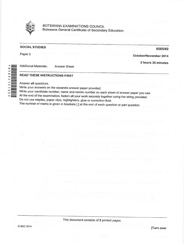 Social Studies Paper 2 | PDF