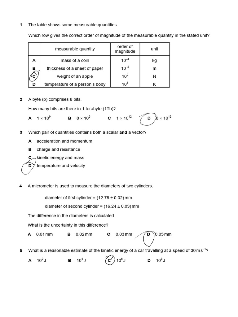 Physics Measurement and Calculation Guide | PDF | Force | Sphere