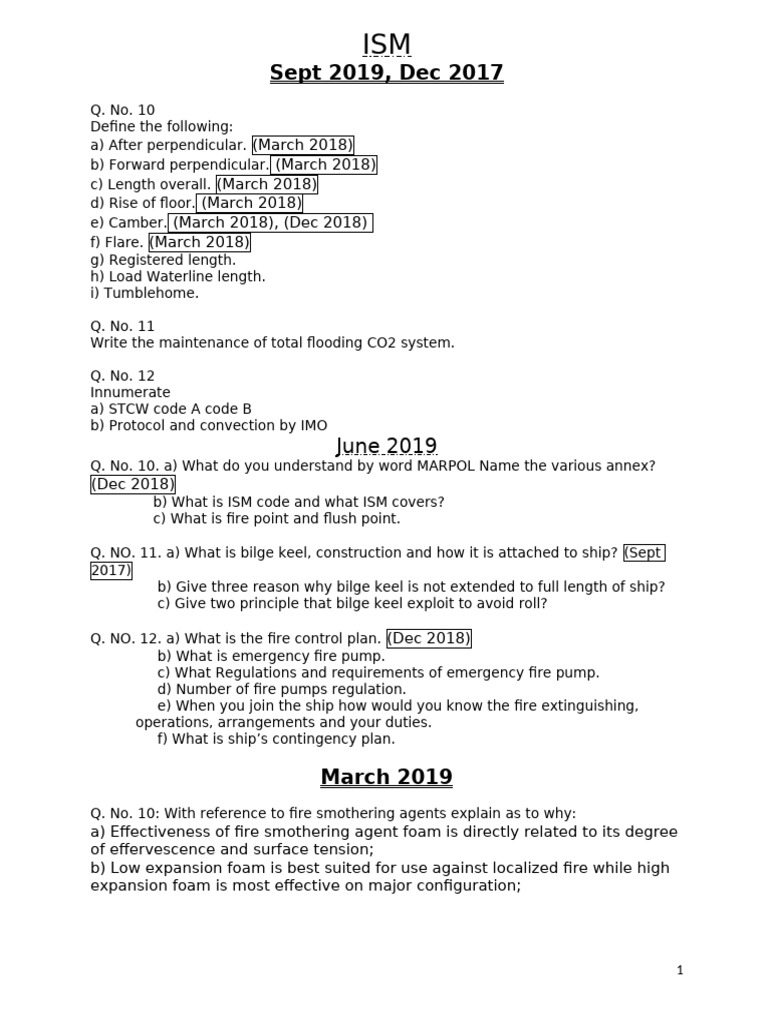 4 ISM Only Question of Pass Papers | PDF | Ships | Watercraft