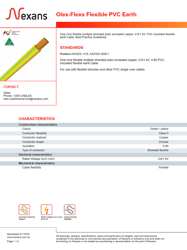 Flexible PVC Earth Cable Specifications | PDF | Electrical Conductor ...
