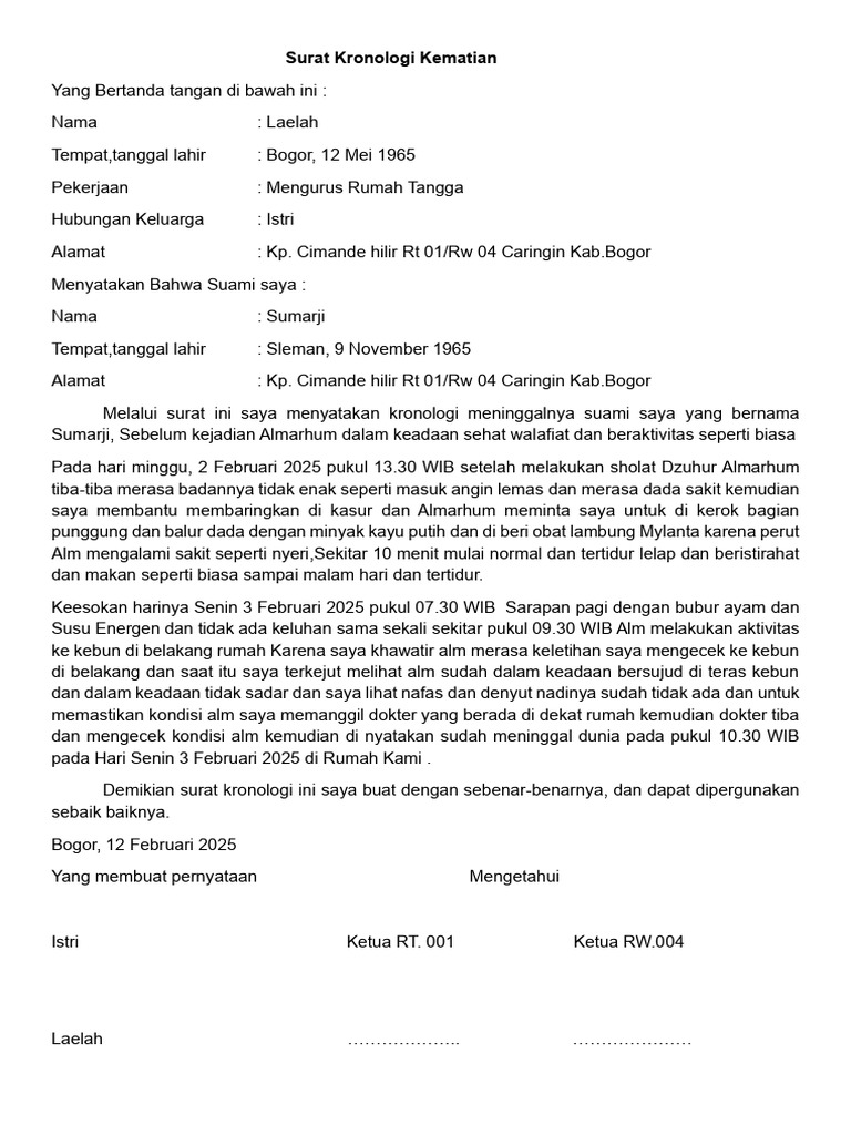 Kronologi Kematian Sumarji di Bogor | PDF