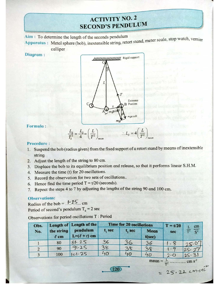 Activity Seconds Pendulum | PDF