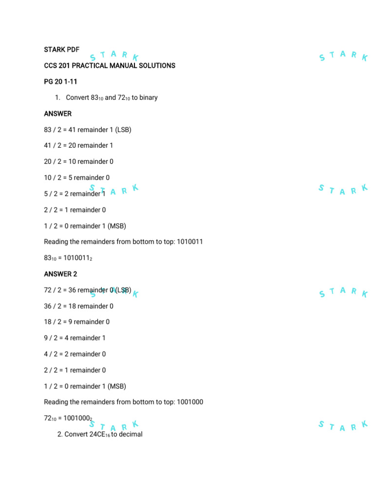 Csc 201 Practical Manual Solutions | PDF | Binary Coded Decimal | Byte