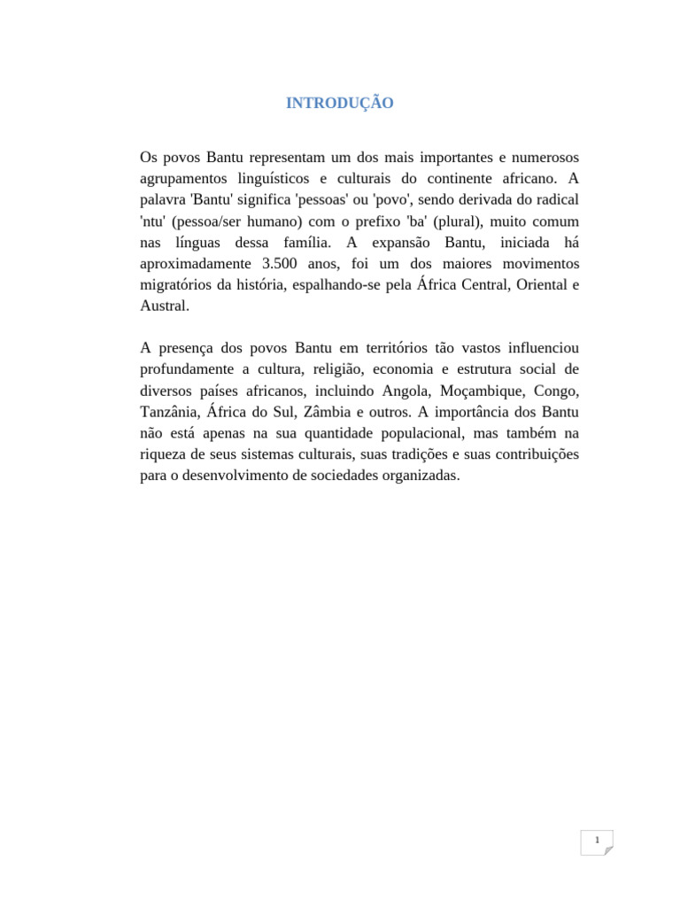 Resumo dos Povos Bantu na África | PDF