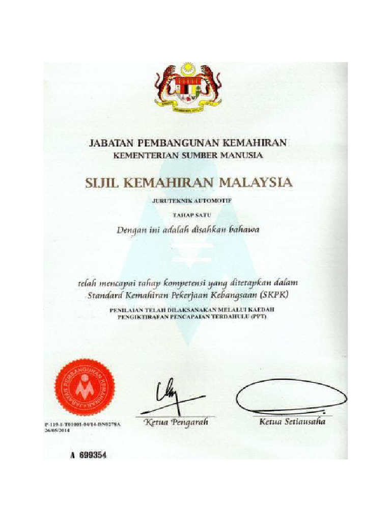 Sijil Kemahiran | PDF