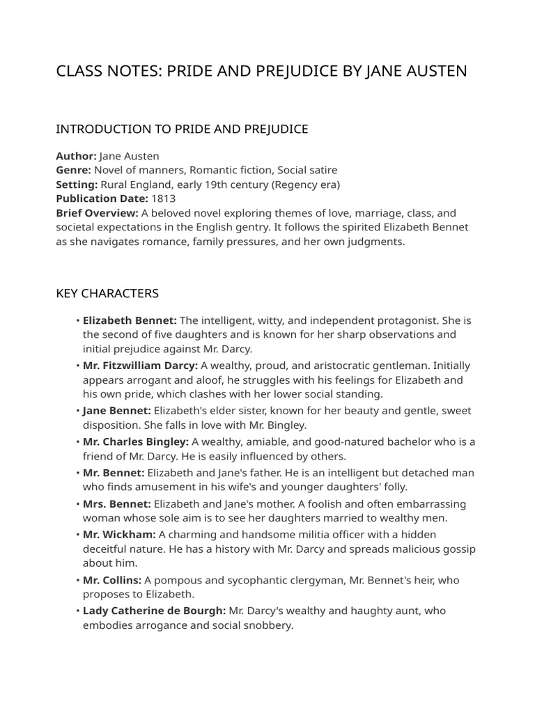 Pride and Prejudice | PDF | Mr. Darcy | Pride And Prejudice