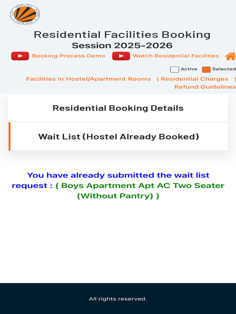 Residential Facilities Booking | PDF