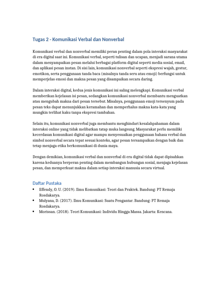 Tugas 2 Komunikasi Verbal Dan Nonverbal Final | PDF