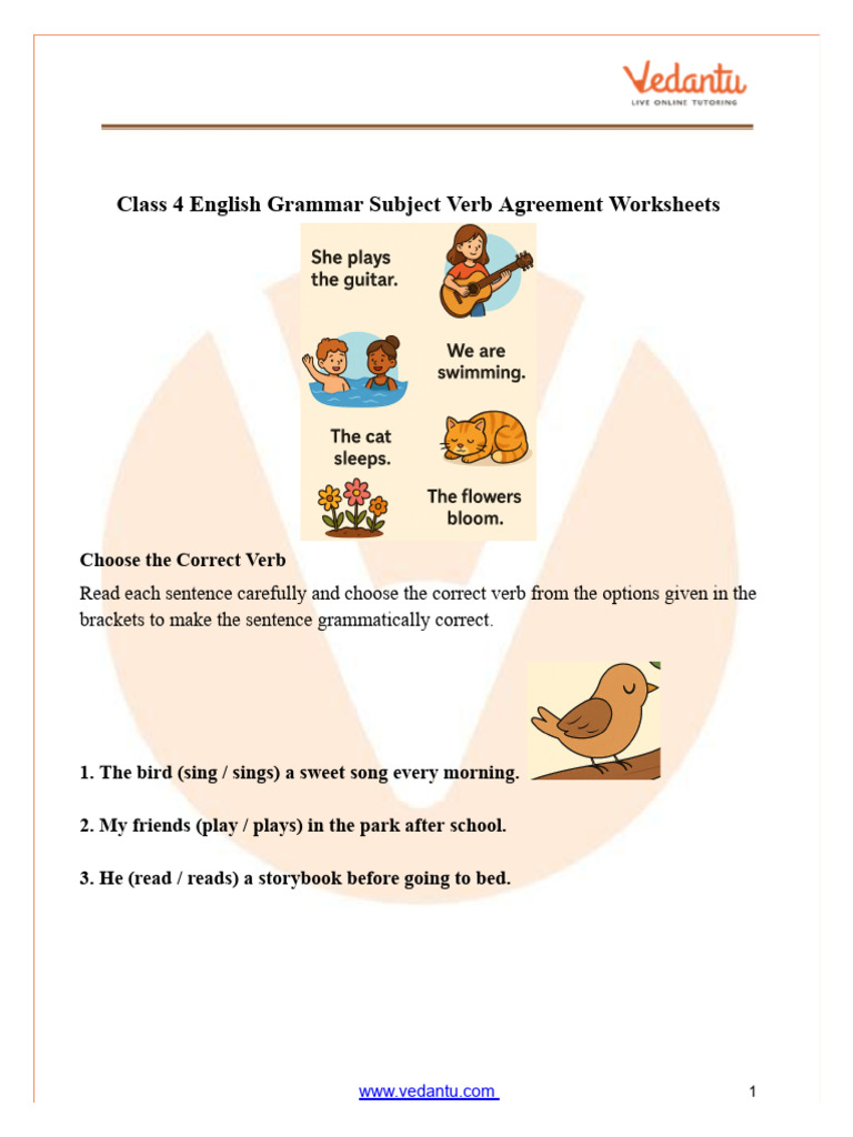 Subject-Verb Agreement Worksheets for Kids | PDF | Linguistics | Syntax