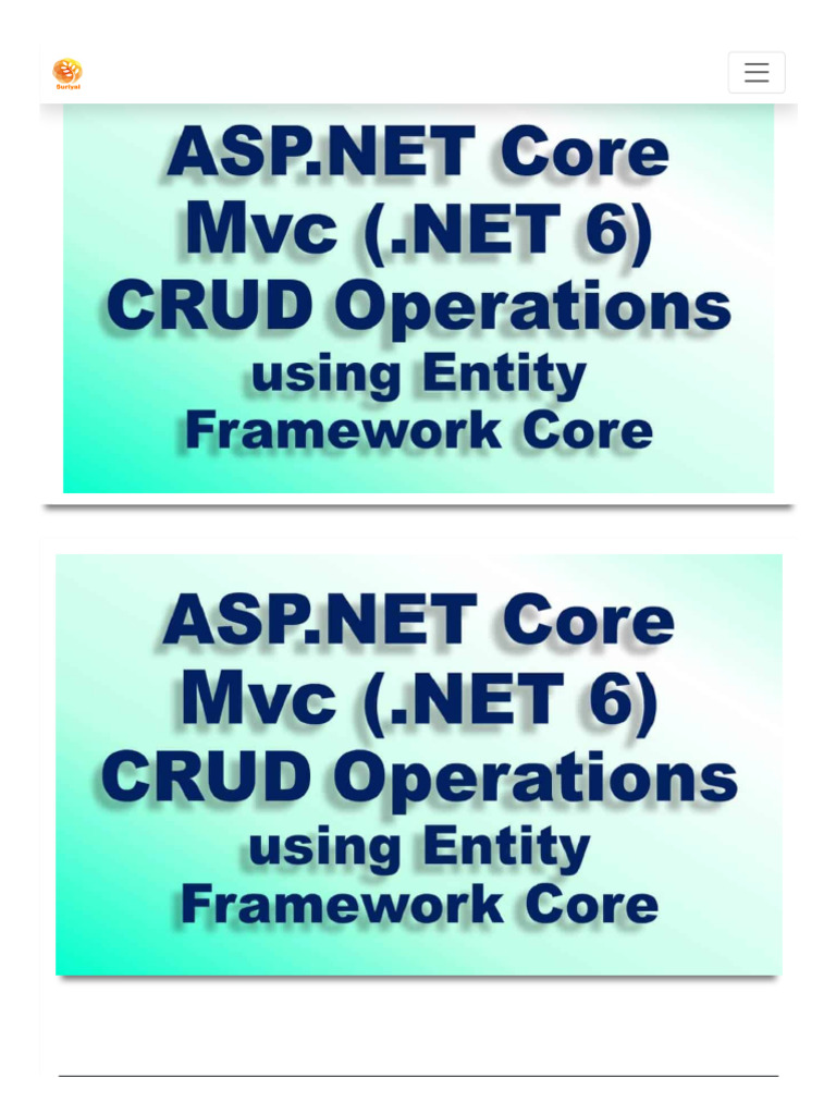 ASP.net Core Mvc (.NET 6) CRUD Operations Using EntityFrameworkCore - Suriyal.com | PDF ...